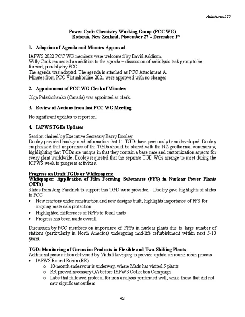 PCC (Power Cycle Chemistry) [Attachment 10]
