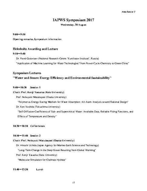 IAPWS Symposium Program [Attachment 3]