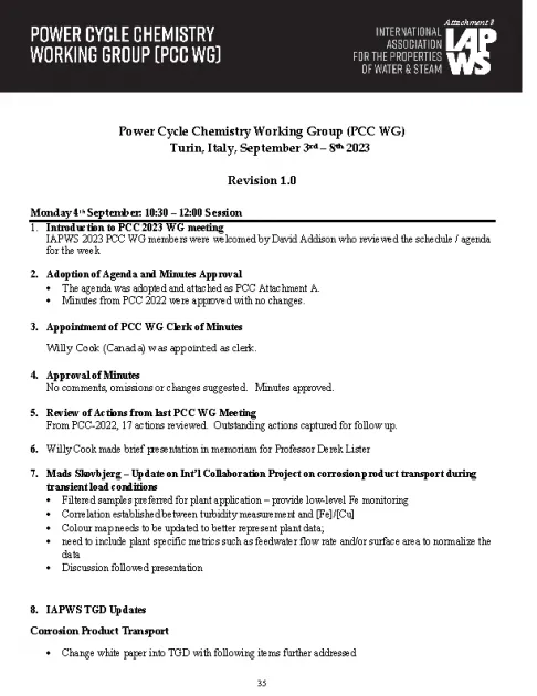 PCC (Power Cycle Chemistry) [Attachment 8]